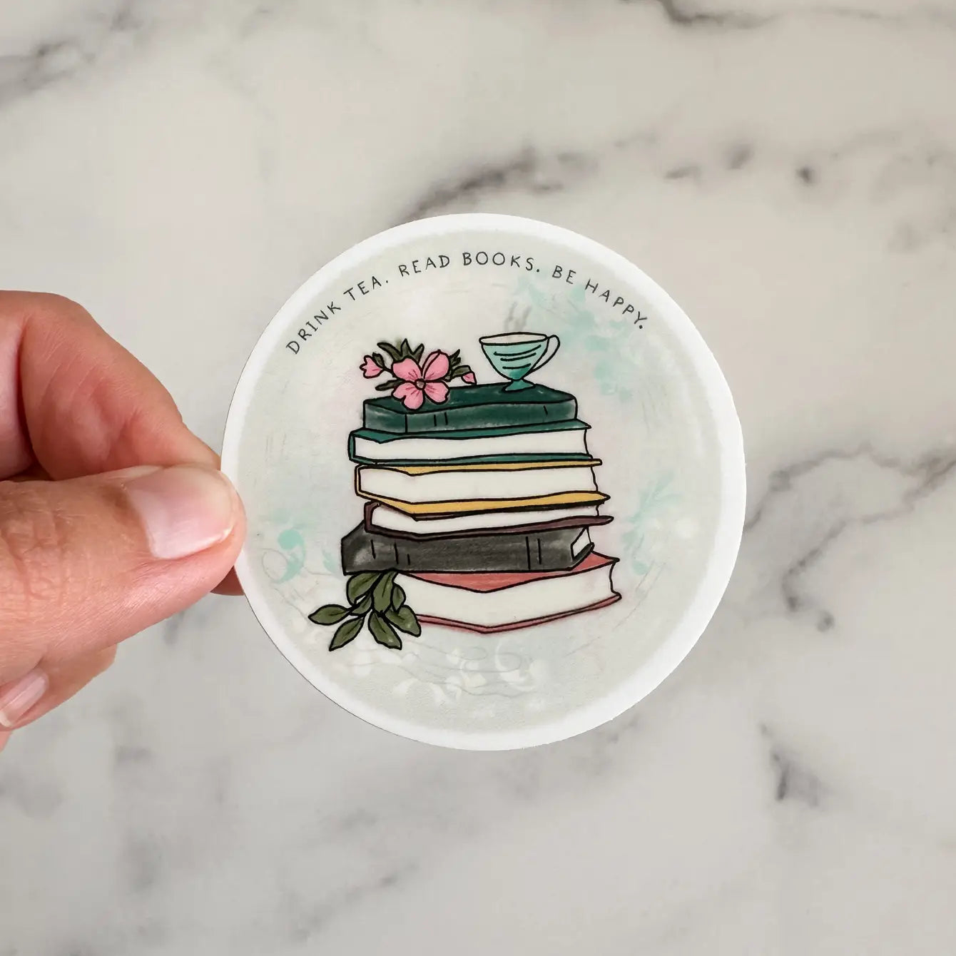 Drink Tea Read Books Be Happy Literary Sticker Decal – The Literary ...