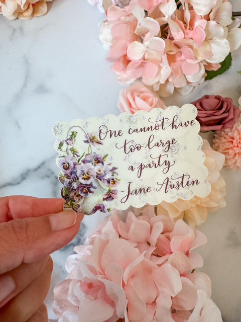 Jane Austen Party Quote Floral Literary Sticker Decal – The Literary ...